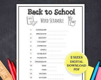 Back to School Word Scramble Game, First Week Classroom Activity Word ...