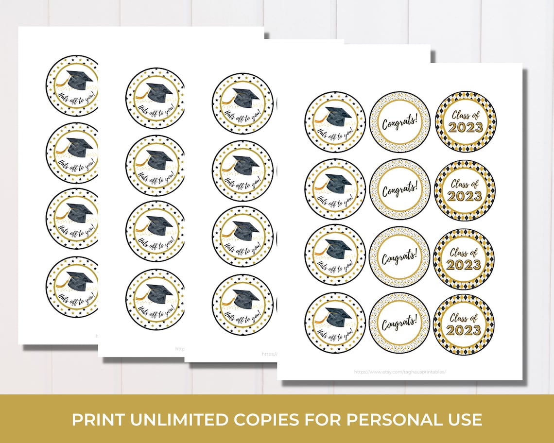 Printable Graduation Cupcake Toppers, 2023 Graduation Party Decorations ...