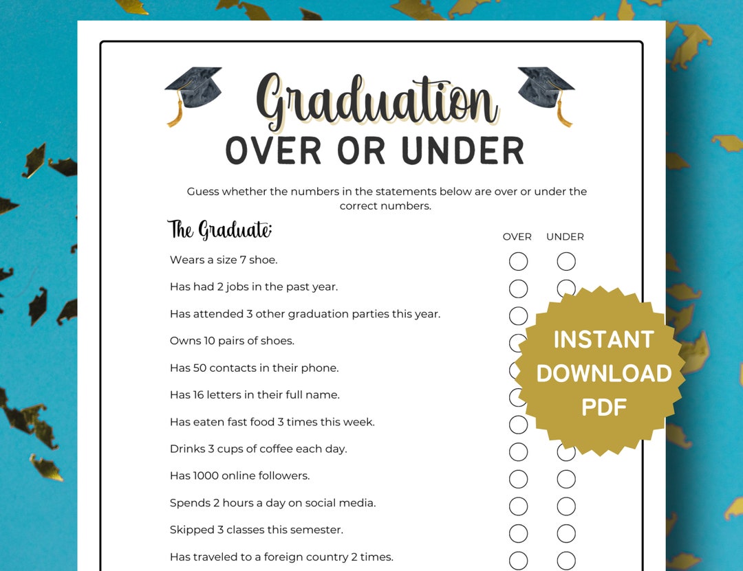 Graduation Over or Under Game, Graduation 2024, Graduation Printable ...