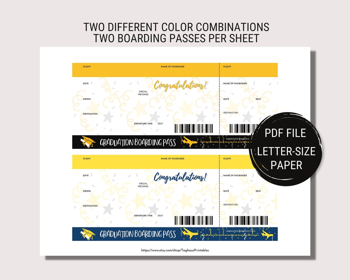 Surprise Graduation Gift Airline Ticket Boarding Pass - Etsy