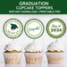 Printable Graduation Cupcake Toppers, 2024 Graduation Party Decorations ...