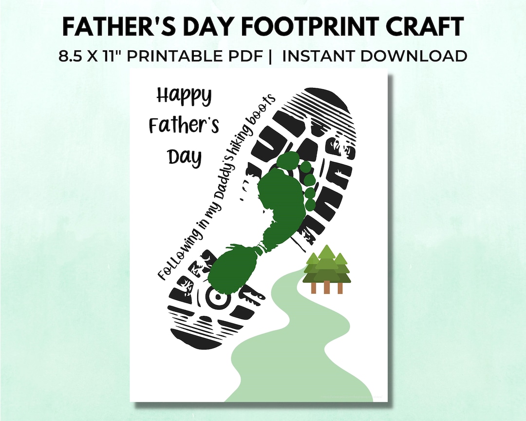 Father's Day Footprint Craft, Printable Kid's Card, PDF, Keepsake Gift ...