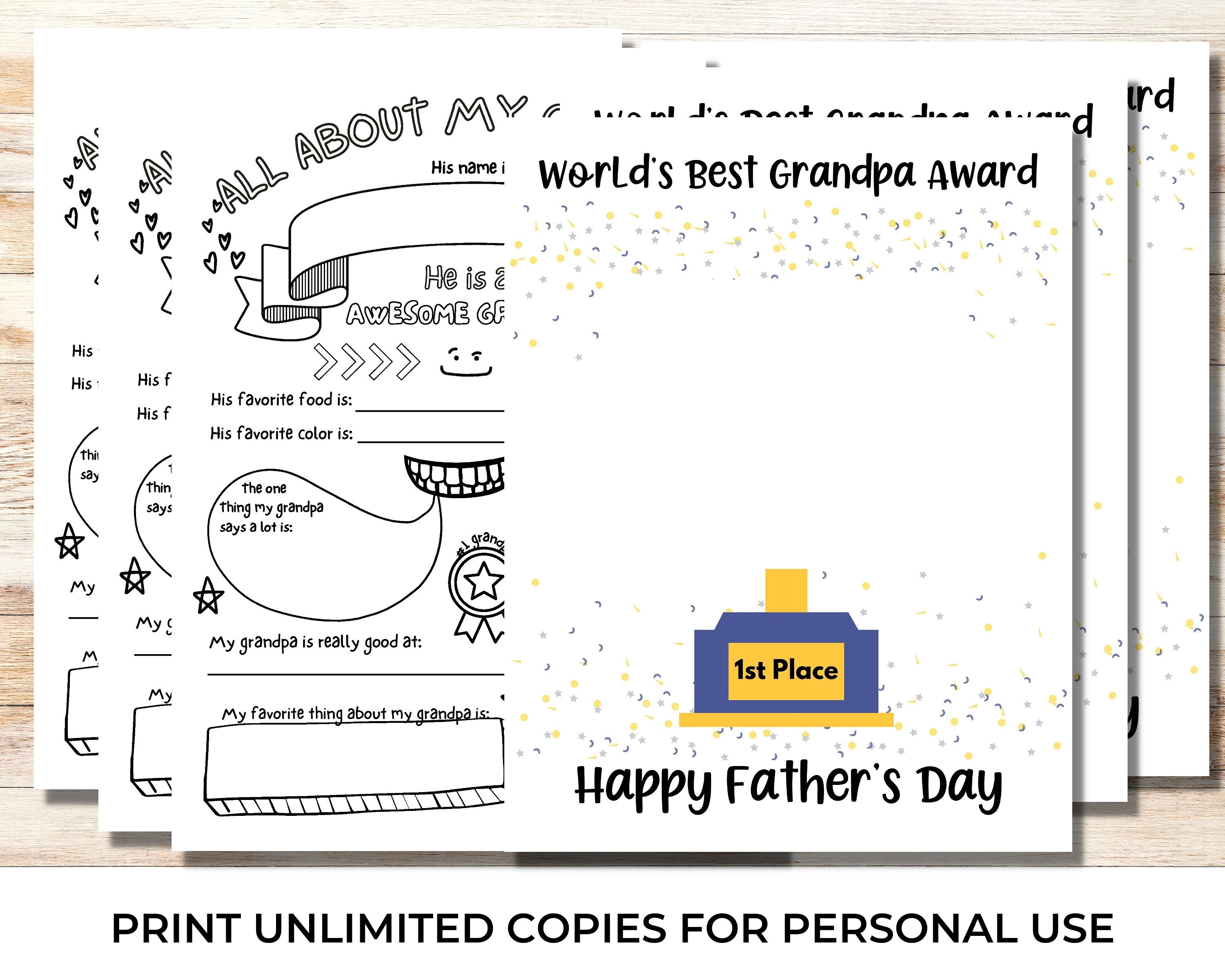 Father's Day Gift for Grandpa, All About My Grandpa, Handprint Keepsake ...