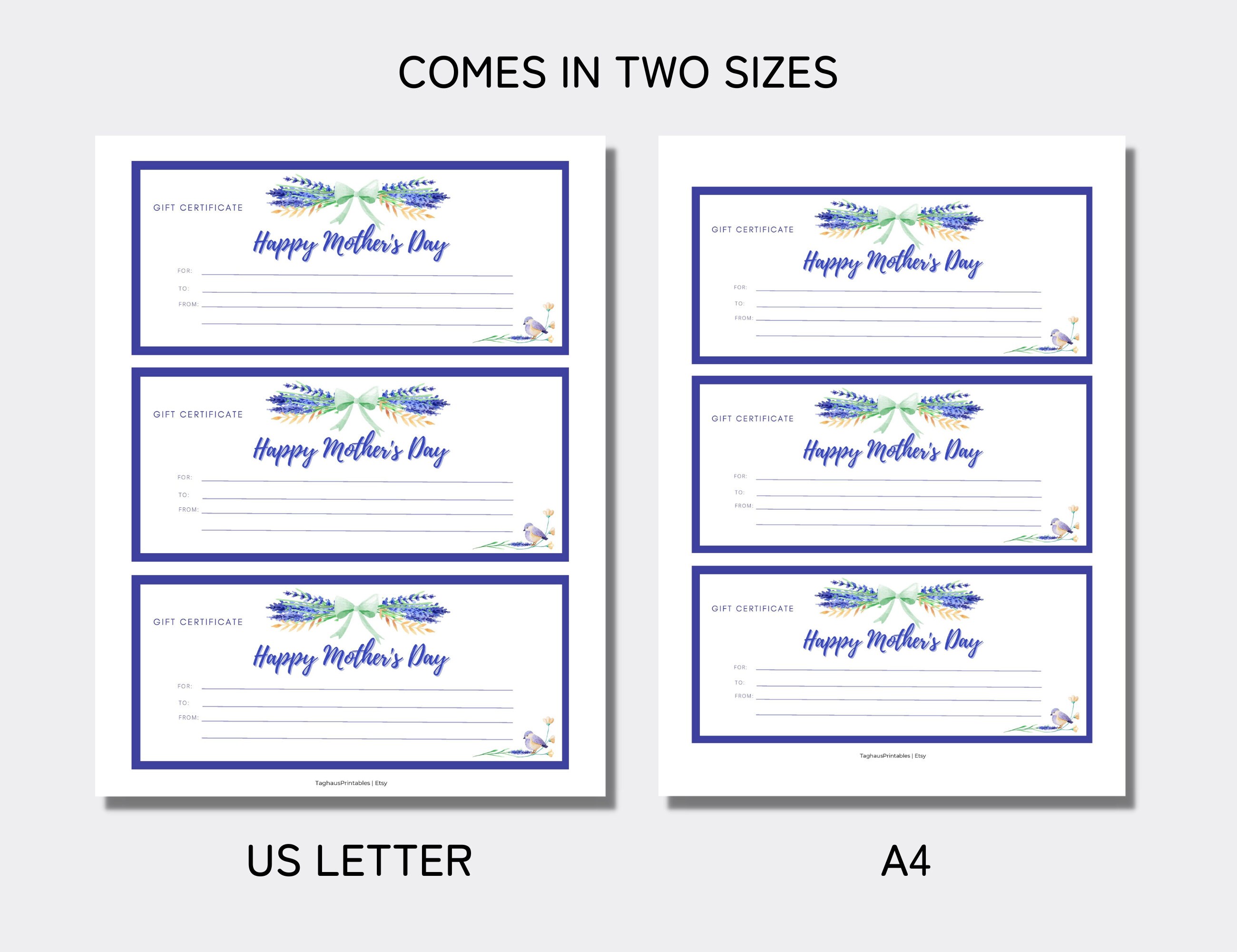 Mother's Day Gift Certificate, Printable Lavender Gift Coupon for Mom ...