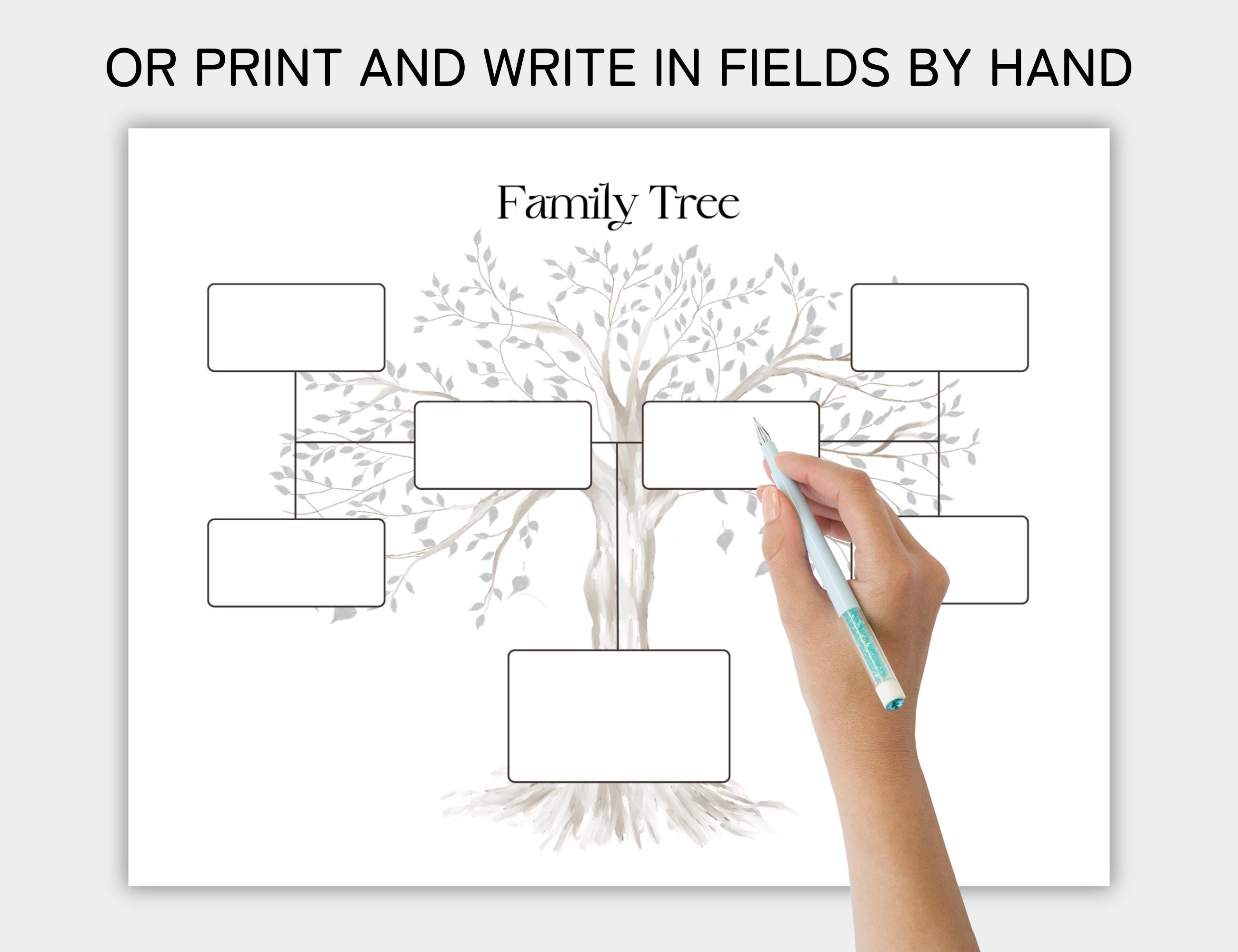 Family Tree Template 3 Generation, Family Tree Chart, Printable for ...
