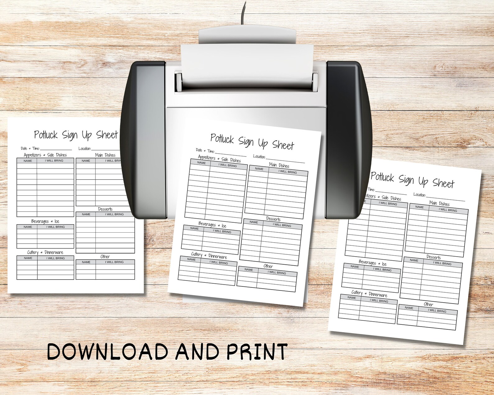 Potluck Sign up Sheet Printable, Food Sign up Sheet, Potluck Party ...
