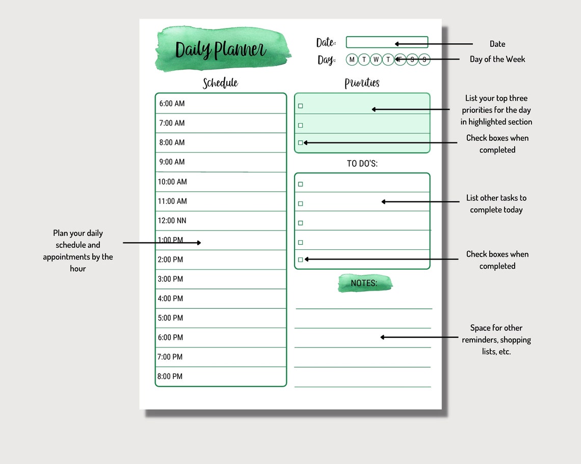 Daily Planner and AM/PM Journal Printable Daily to Do List | Etsy