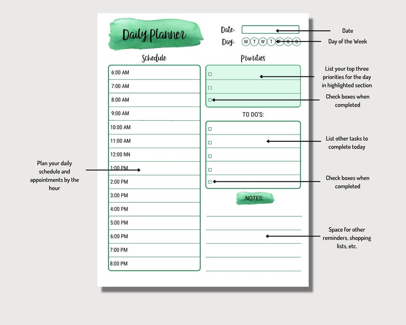Daily Planner and AM/PM Journal, Printable, Daily to Do List, Daily ...