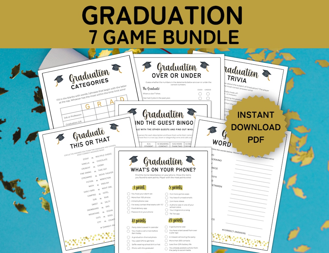 Graduation Game Bundle, Graduation 2024, Graduation Printable Games ...