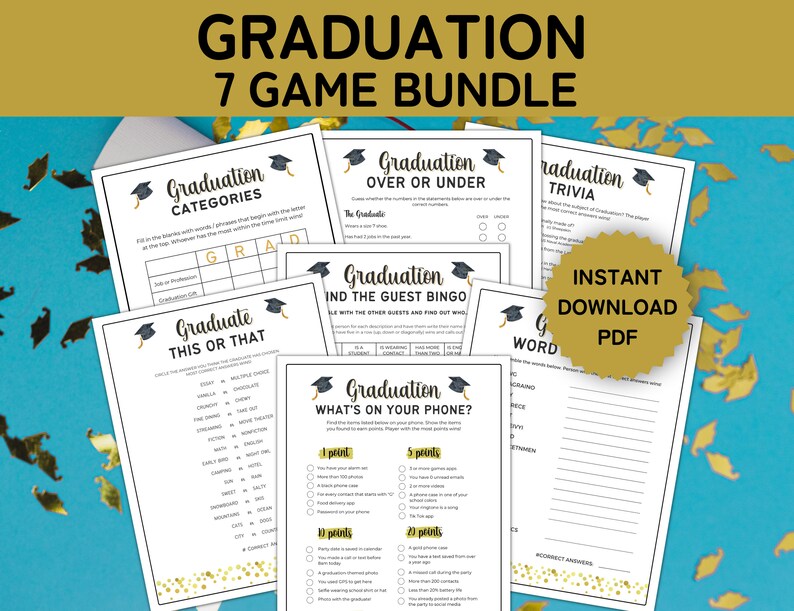 Graduation Game Bundle, Graduation 2025, Graduation Printable Games ...