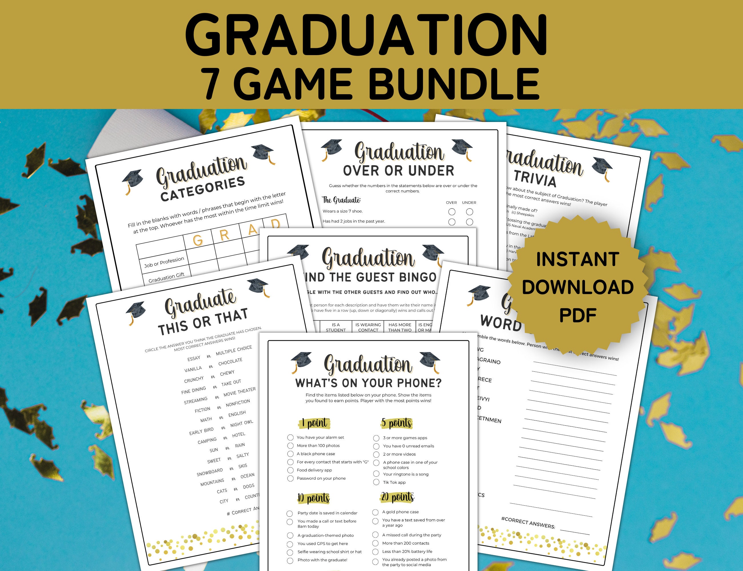 Graduation Game Bundle, Graduation 2024, Graduation Printable Games ...