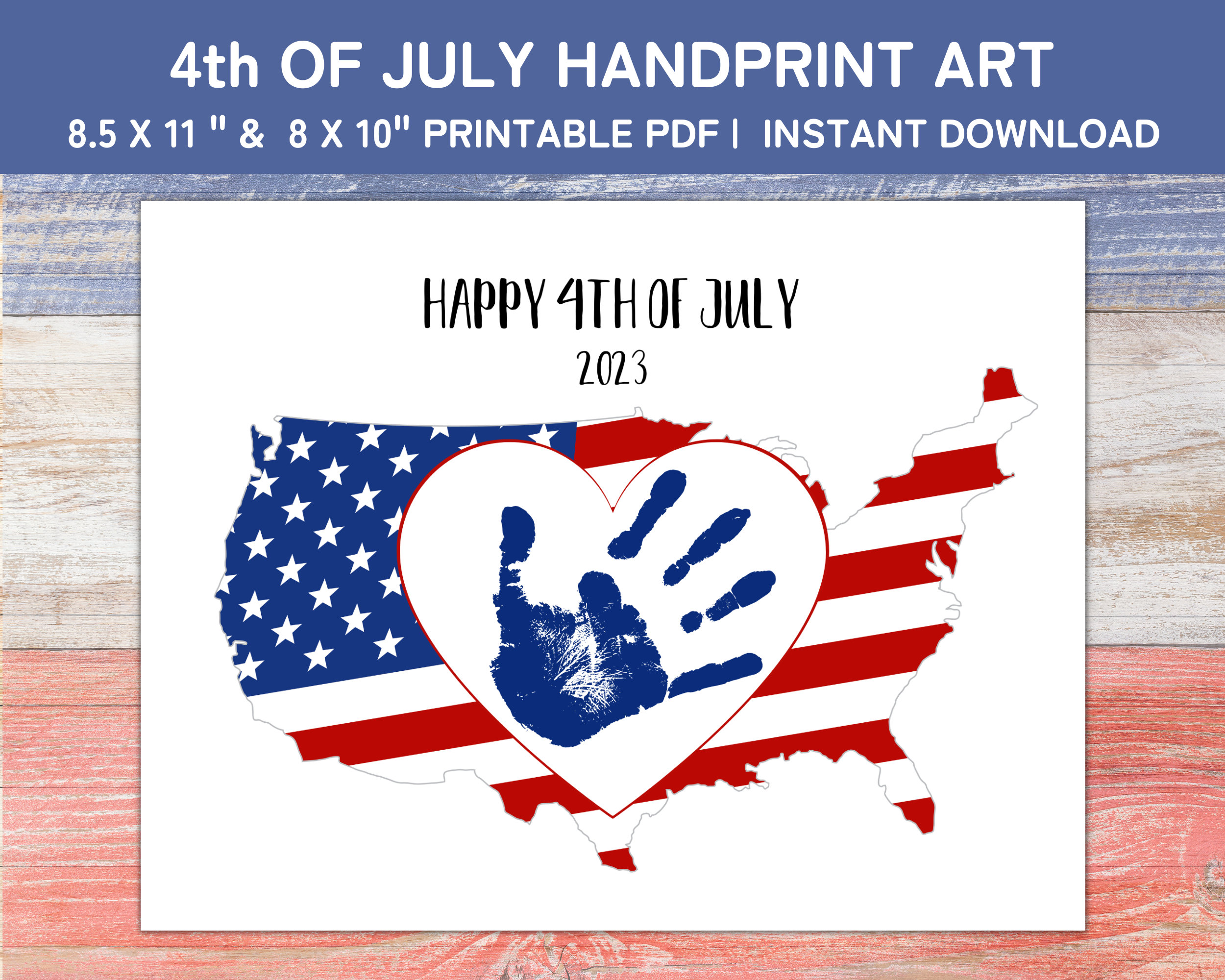 Fourth of July Handprint Art, Printable Summer Keepsake, American Flag ...