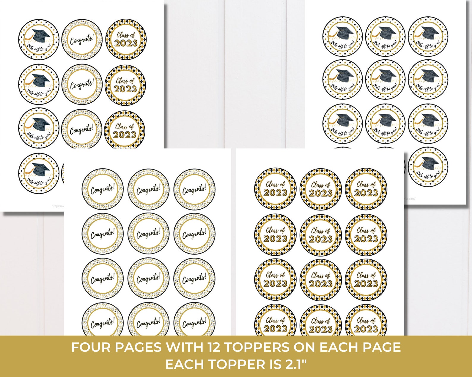 Printable Graduation Cupcake Toppers, 2023 Graduation Party Decorations ...