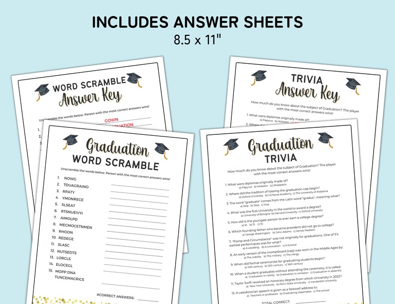 Graduation Game Bundle, Graduation 2025, Graduation Printable Games ...