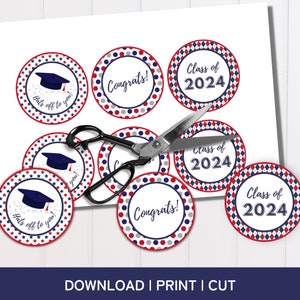 Printable Graduation Cupcake Toppers, 2024 Graduation Party Decorations ...