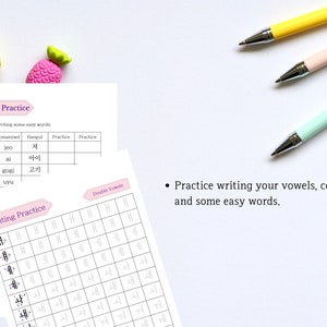 Korean Hangul Writing Practice. Vowels and Consonats, With Help From ...