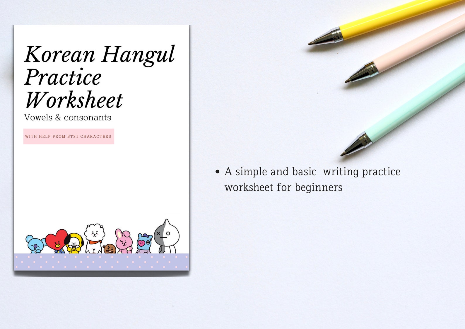 Korean Hangul Writing Practice. Vowels and Consonats, With Help From ...