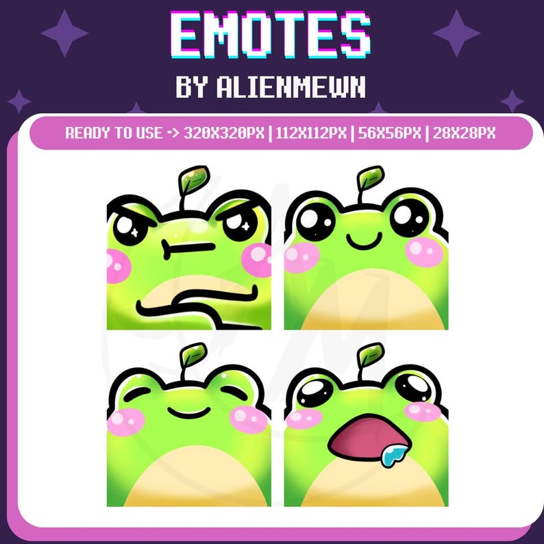 Frog Emotes for Twitch, Discord, Kick, Youtube Blushy Frogs 4 Emote ...