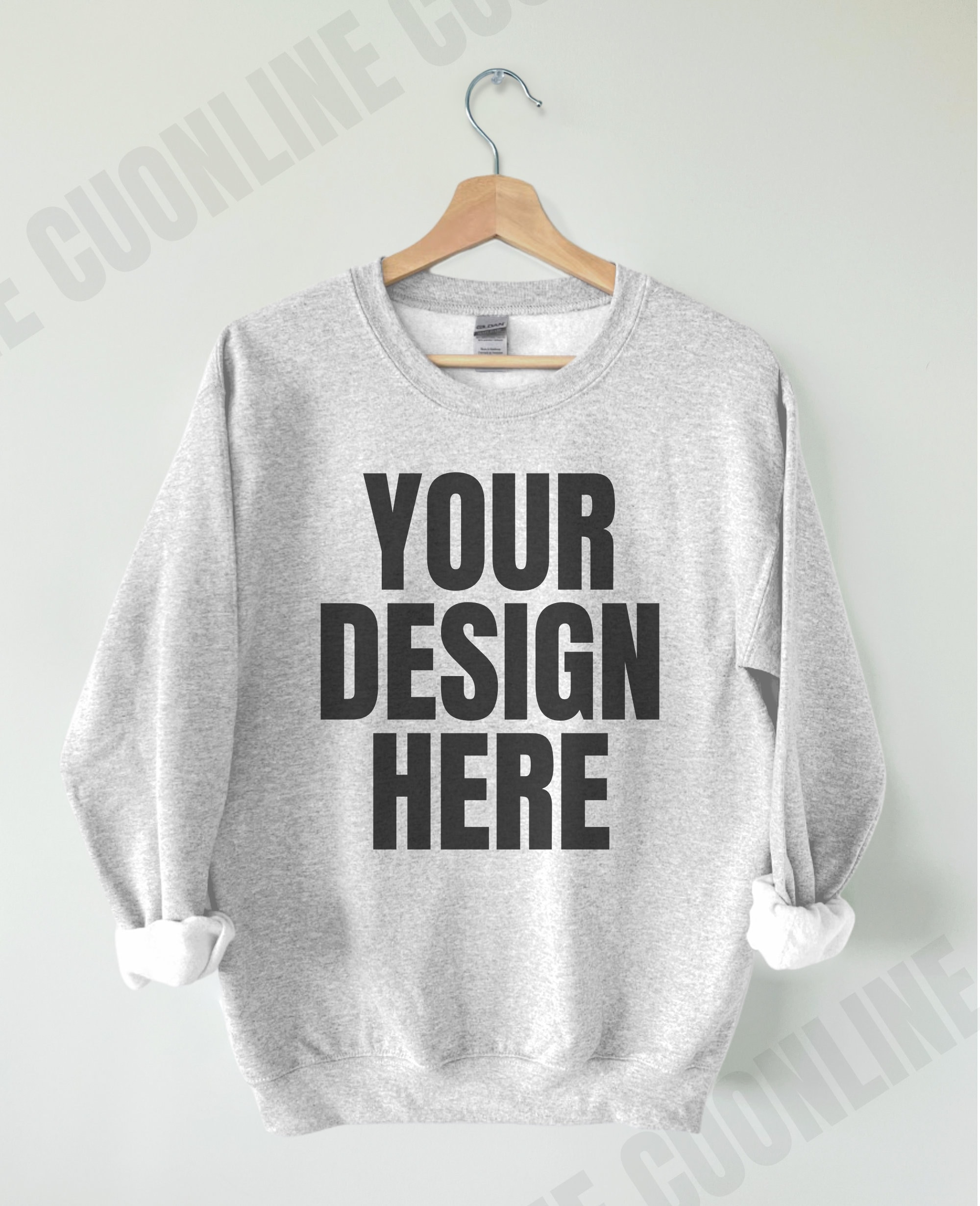 Ash Gildan 18000 Mockup, Gildan 18000 Ash, Ash Grey Sweatshirt Mockup ...