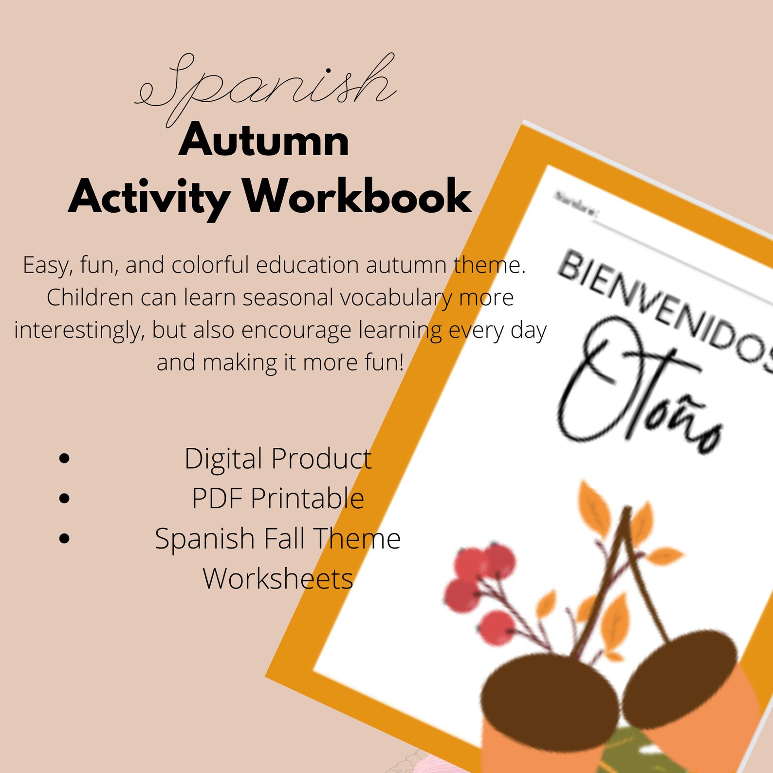 Spanish Fall Activity Book Instant Download. Descarga - Etsy