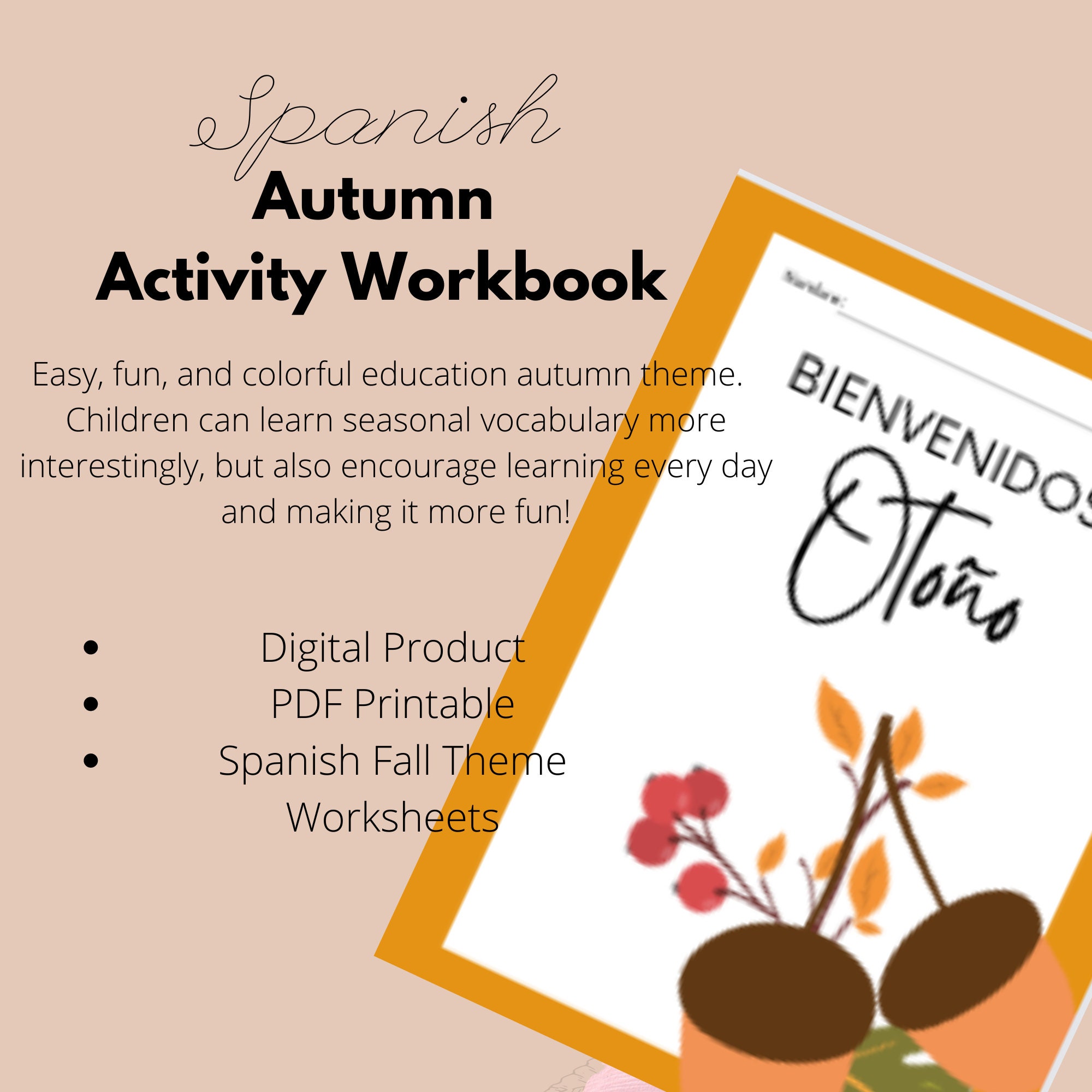 Spanish Fall Activity Book Instant Download. Descarga - Etsy
