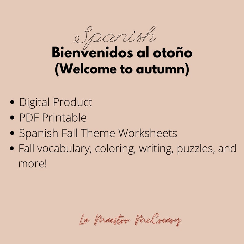 Spanish Fall Activity Book Instant Download. Descarga - Etsy