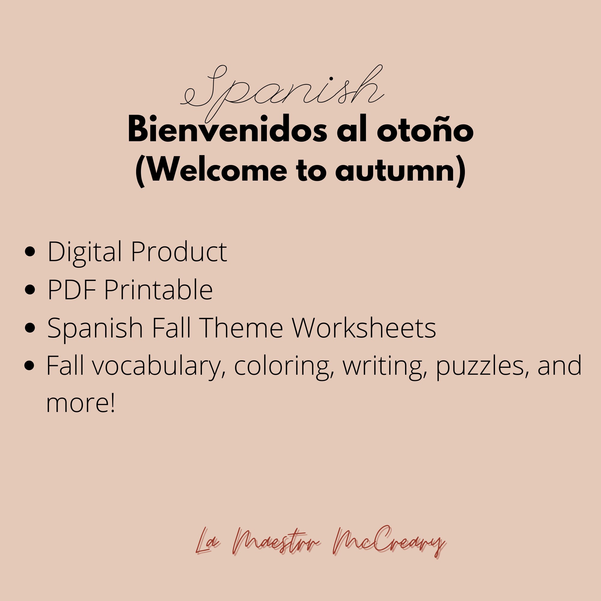 Spanish Fall Activity Book Instant Download. Descarga - Etsy