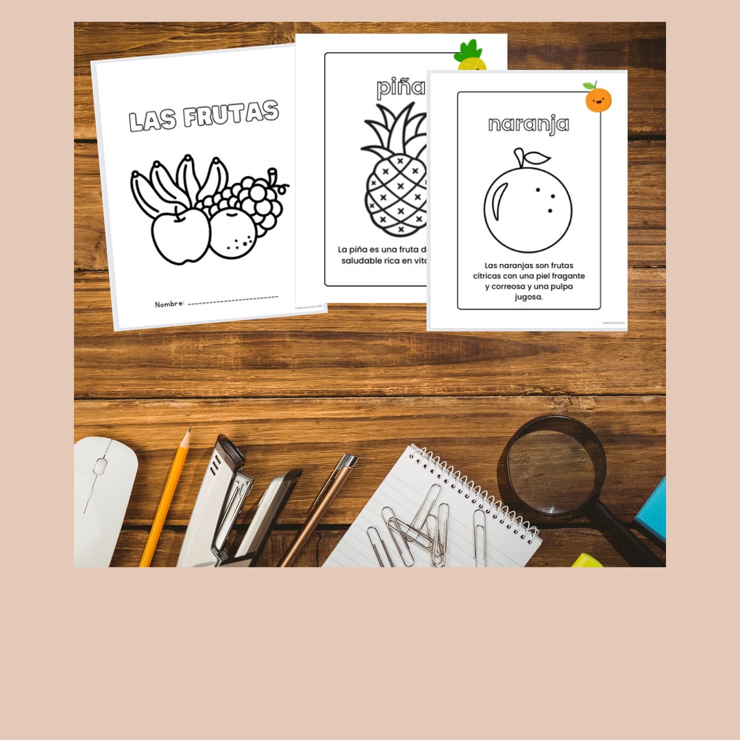 Spanish Learn the Fruits Coloring Workbook - Etsy
