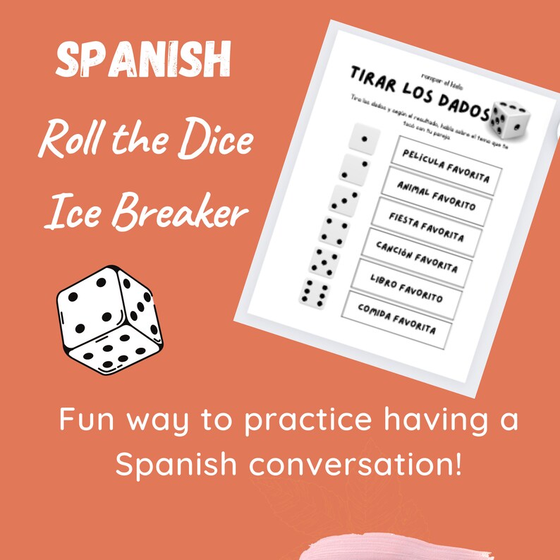Spanish Dice Game Conversation Practice easy Kids, Family and Couples ...