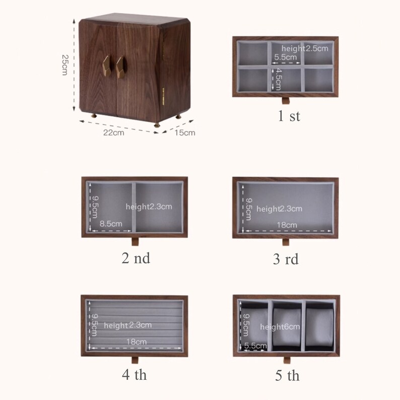 Large 2 Layer Wooden Jewelry Box Engrave Name Jewelry Cabine Necklace ...