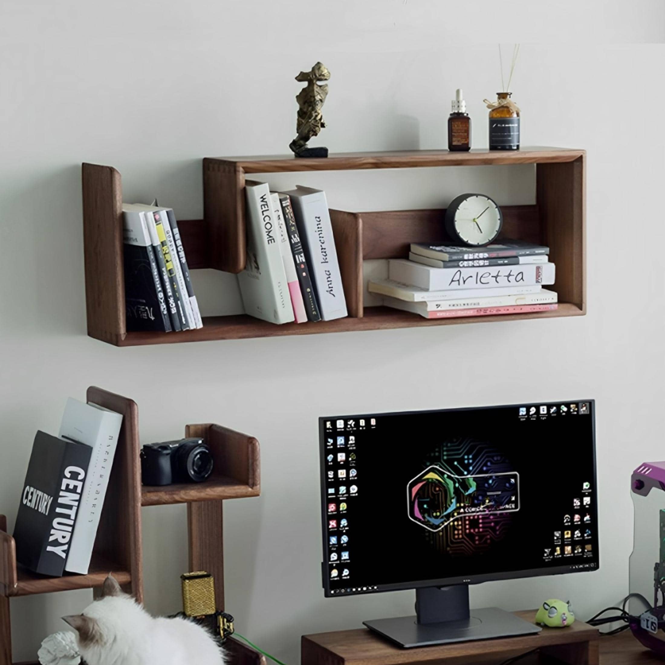 Solid Walnut Wall Shelf: Modern Home Display Rack (35.4x6.3x11.8") - Etsy