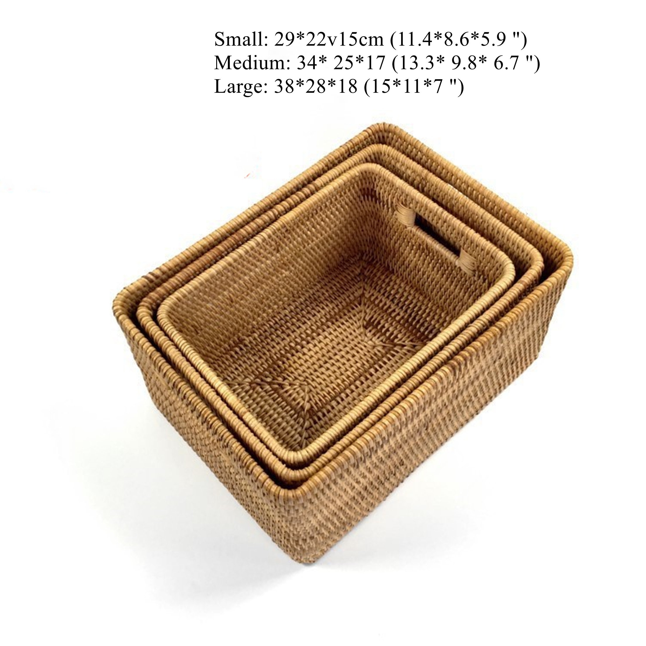 Hand Woven Rattan Basket,large Wicker Basket,portable Rattan Storage ...