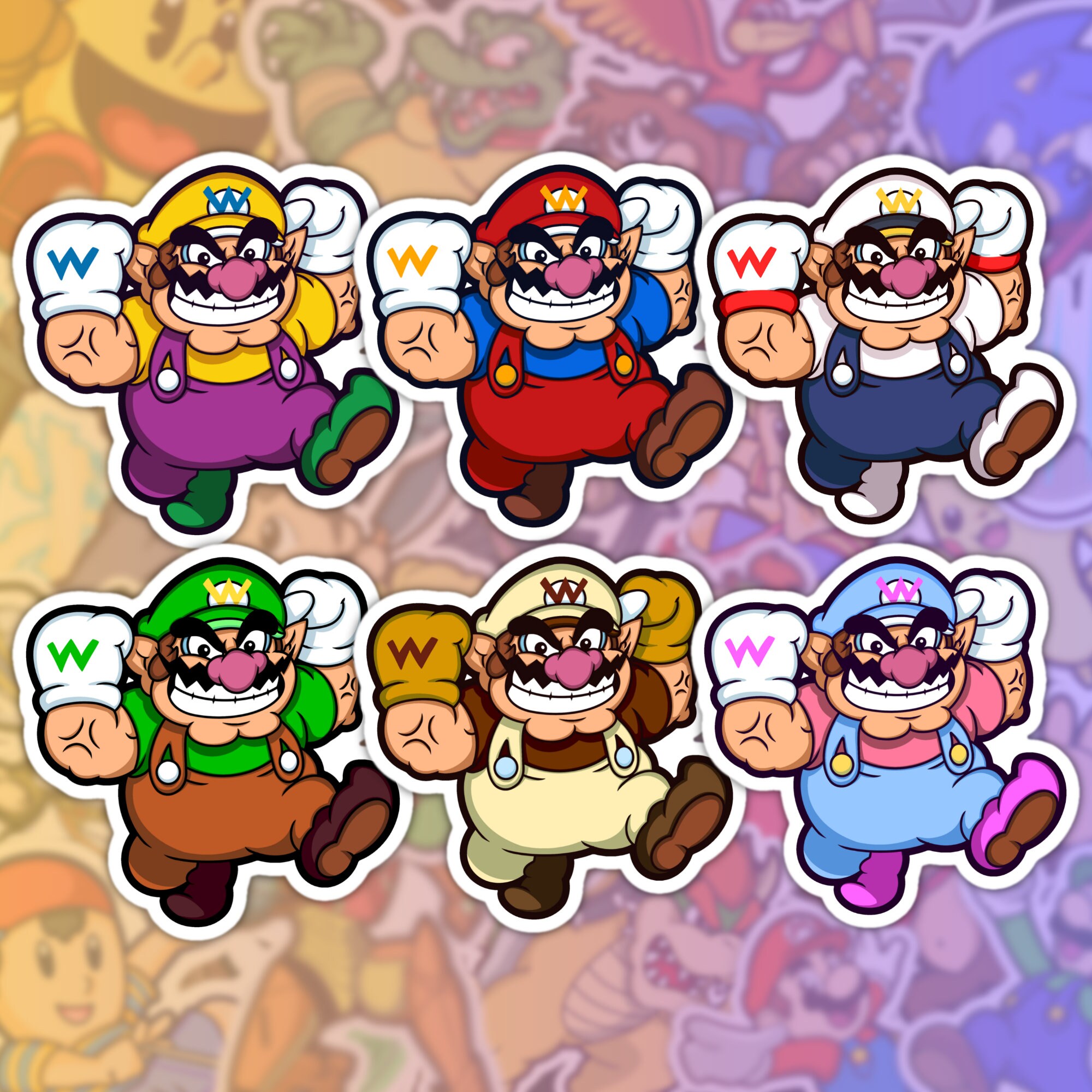 W/ FREE GIFT Wario Stickers Warioware Sticker Super - Etsy