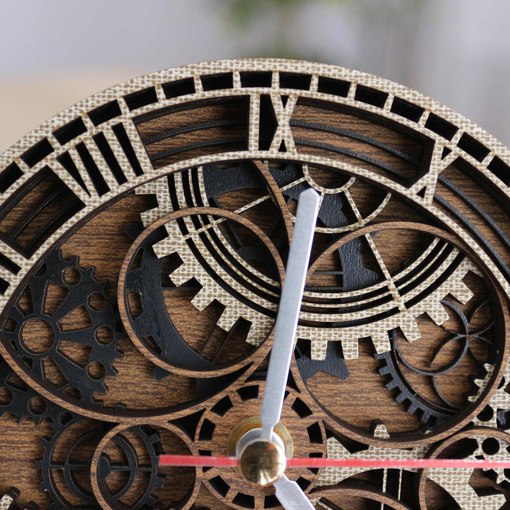 Mandala Wood Desk Clock, Rustic Finish, Silent Movement, Custom ...
