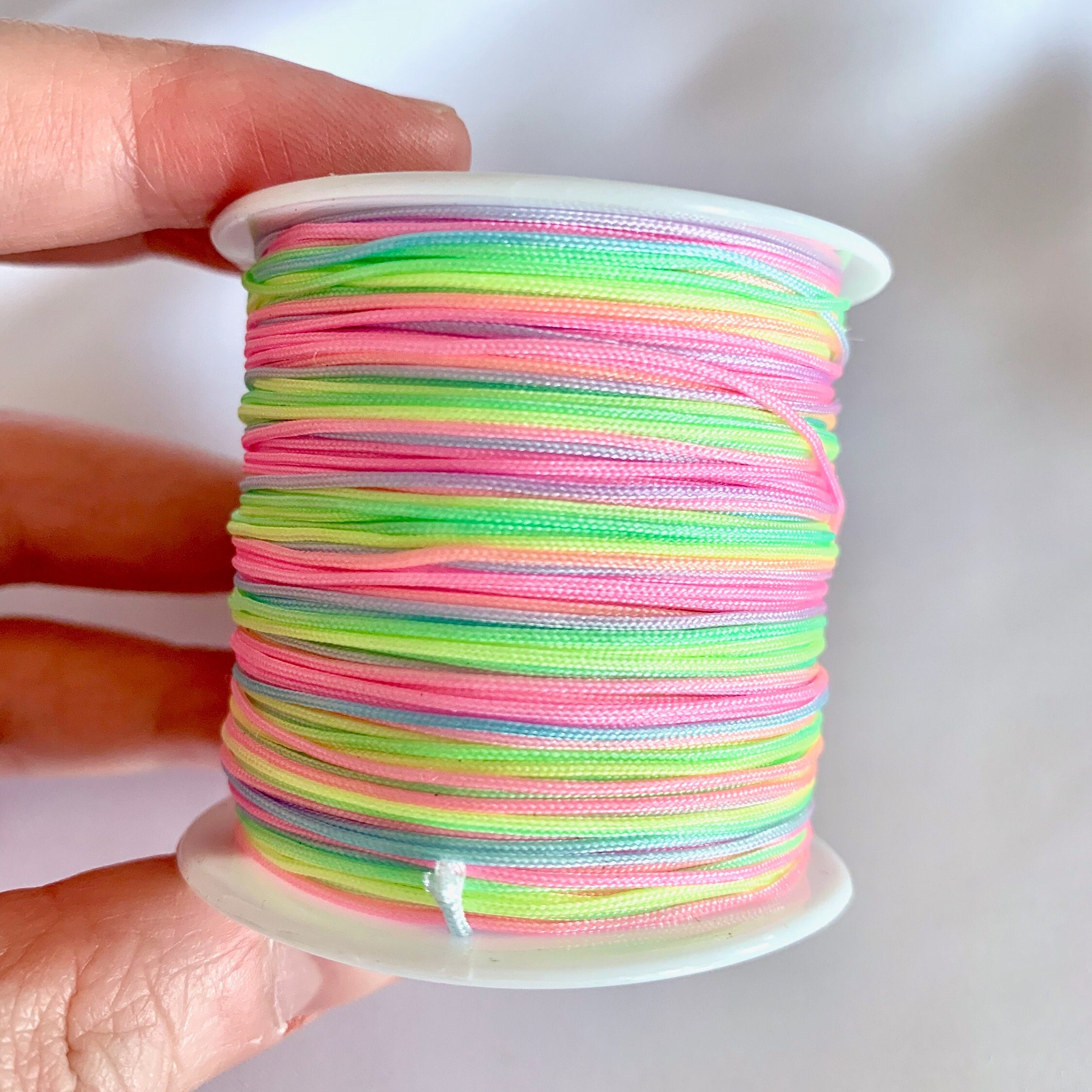 0.8mm Variegated Pastel Rainbow Nylon Cord 50 Metres or 54 Yards ...