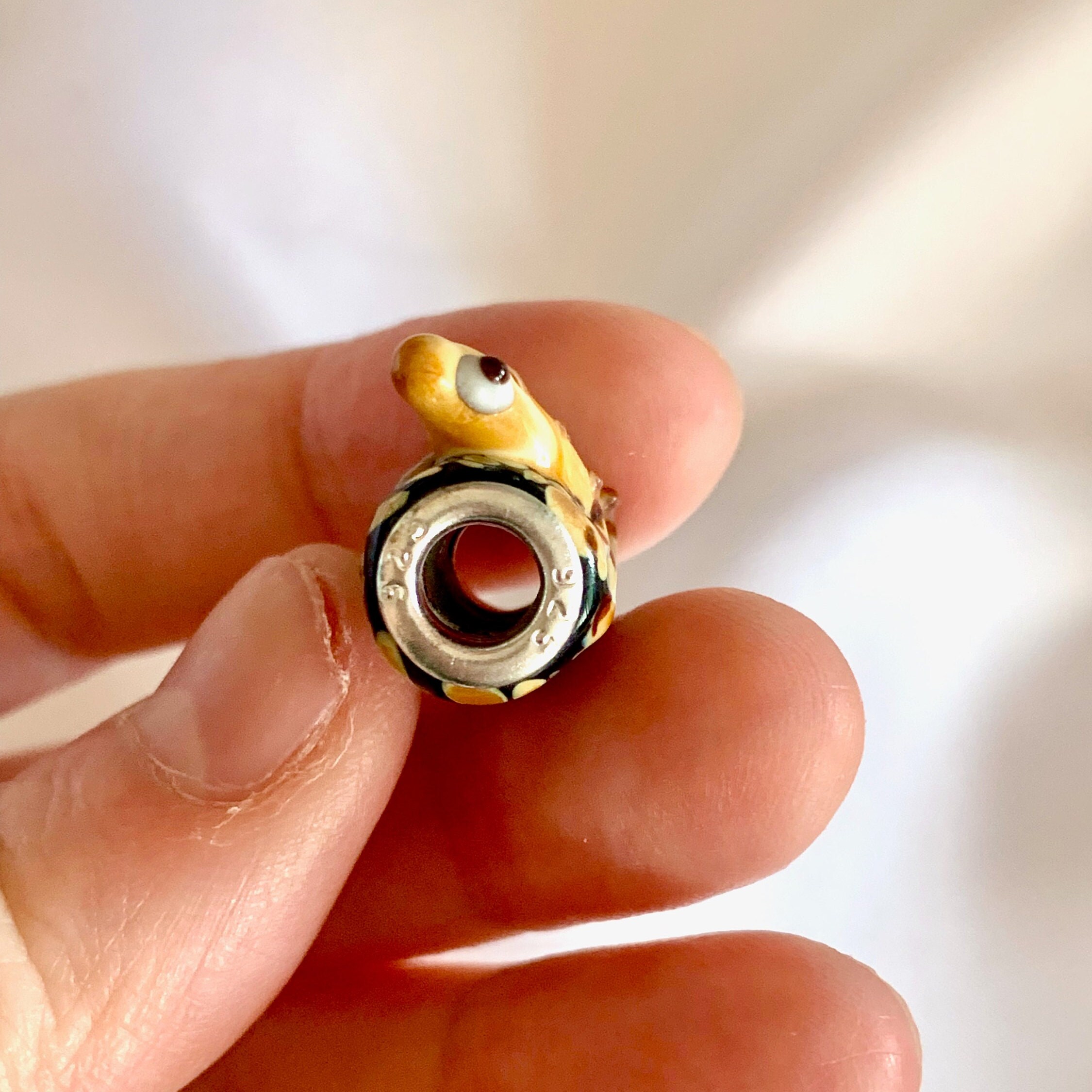 Lampwork Brown Frog Toad Black Glass Bead 925 Silver End Caps, Handmade ...