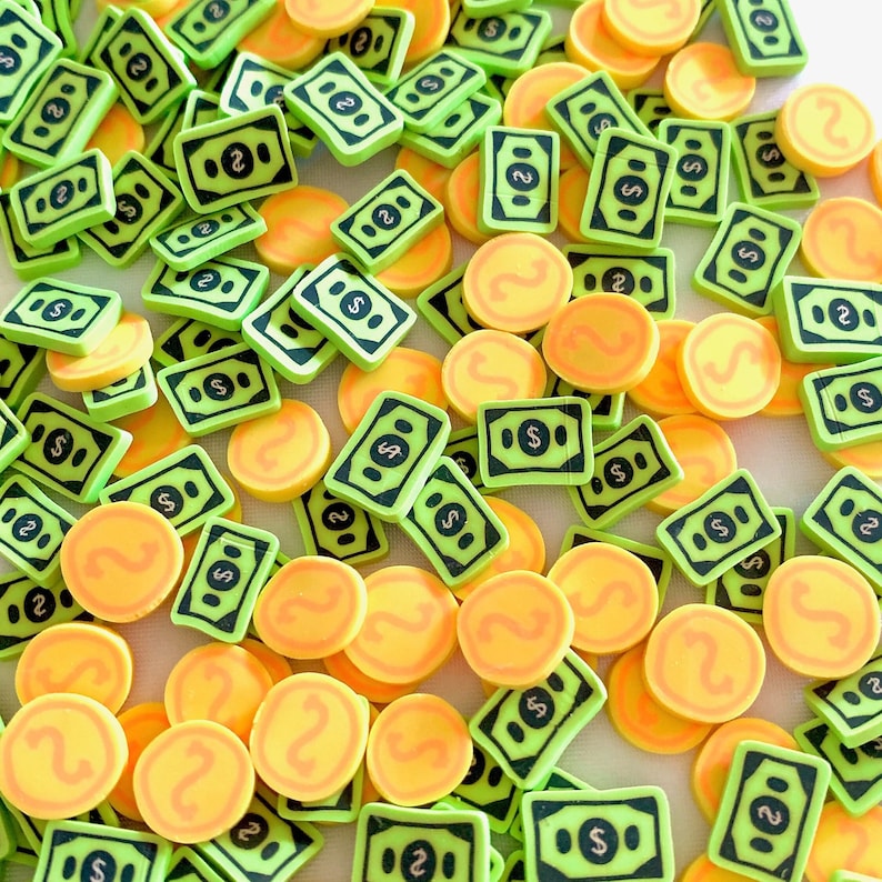 Dollar Bill & Gold Coin Polymer Clay Slices Mix Bag, Assorted Non ...