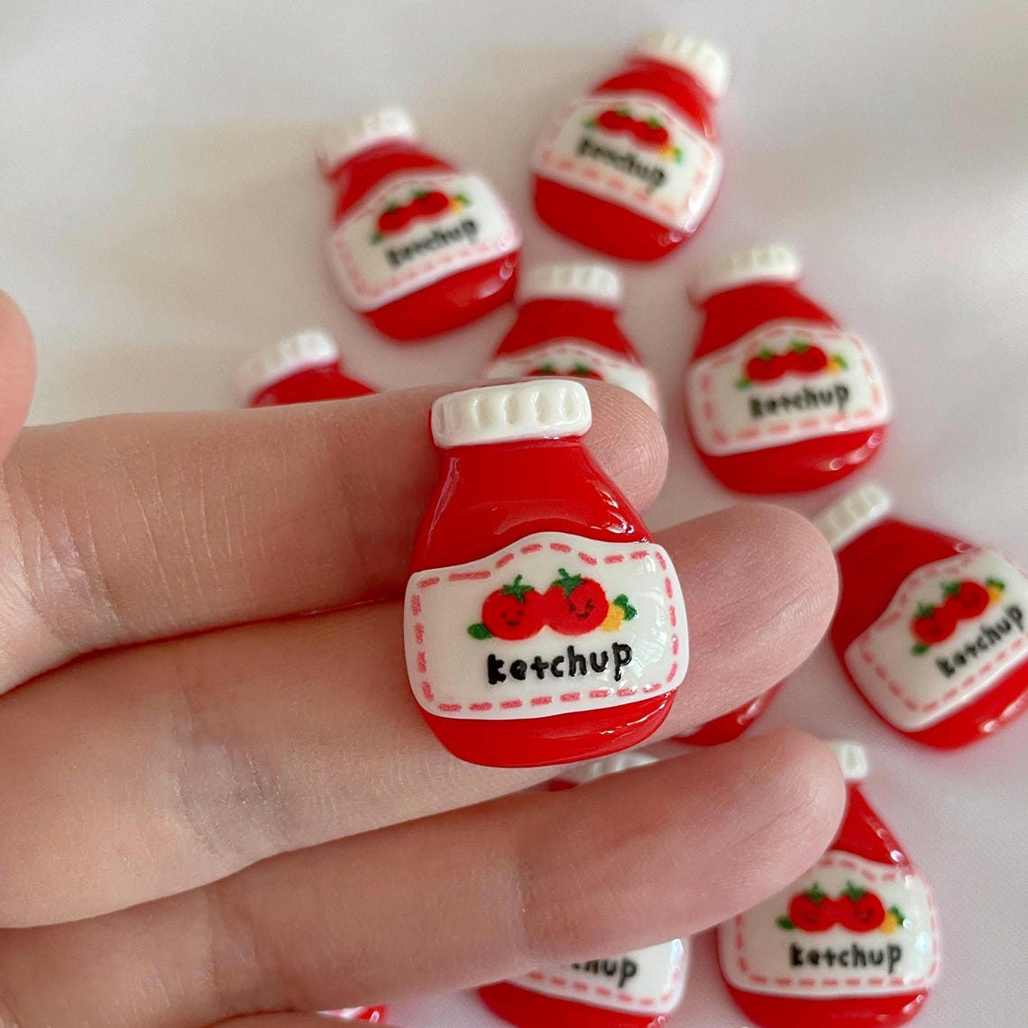 Ketchup Bottle Flat Back Resin Cabochon, Dollhouse Mini Fake Condiment ...