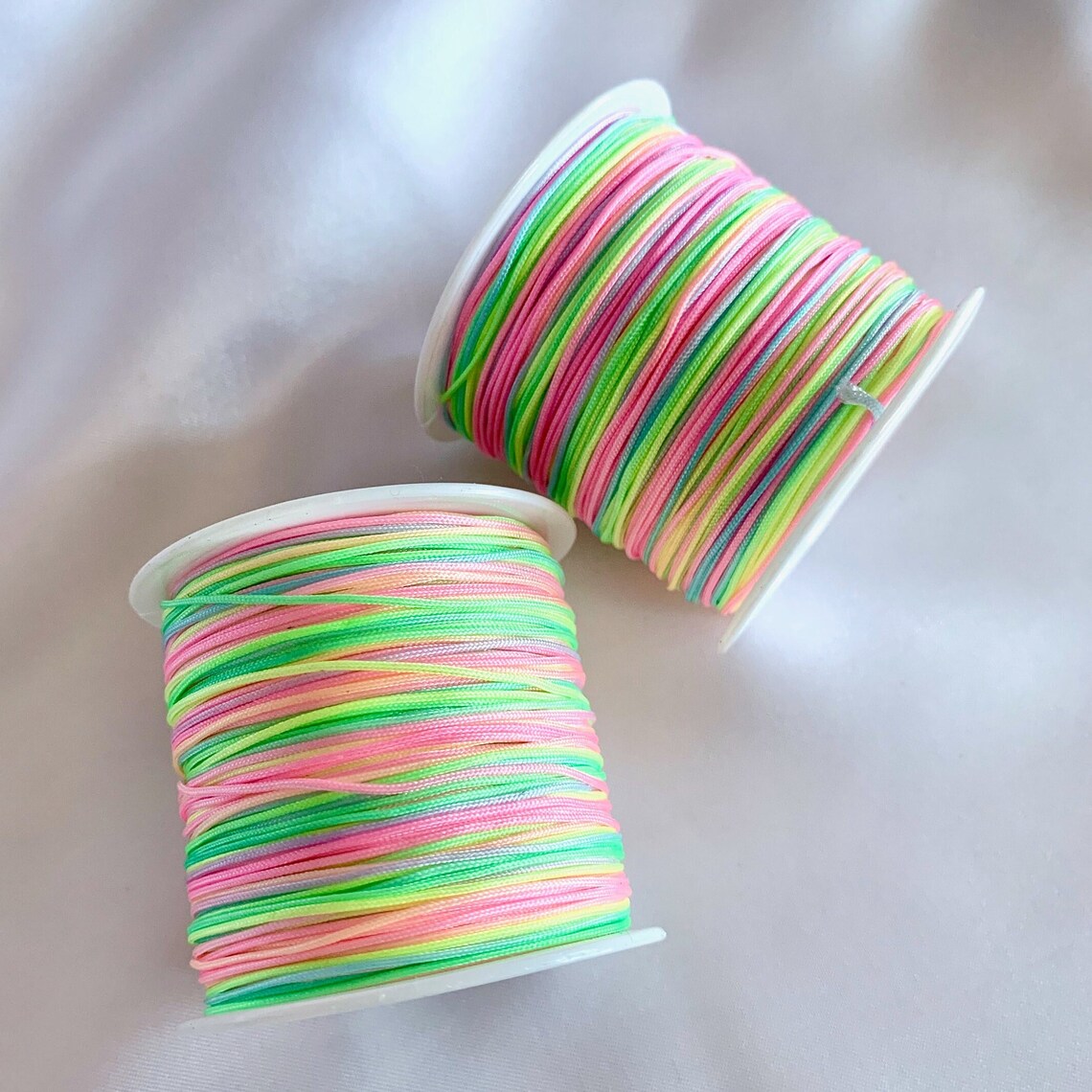 0.8mm Variegated Pastel Rainbow Nylon Cord 50 Metres or 54 Yards ...