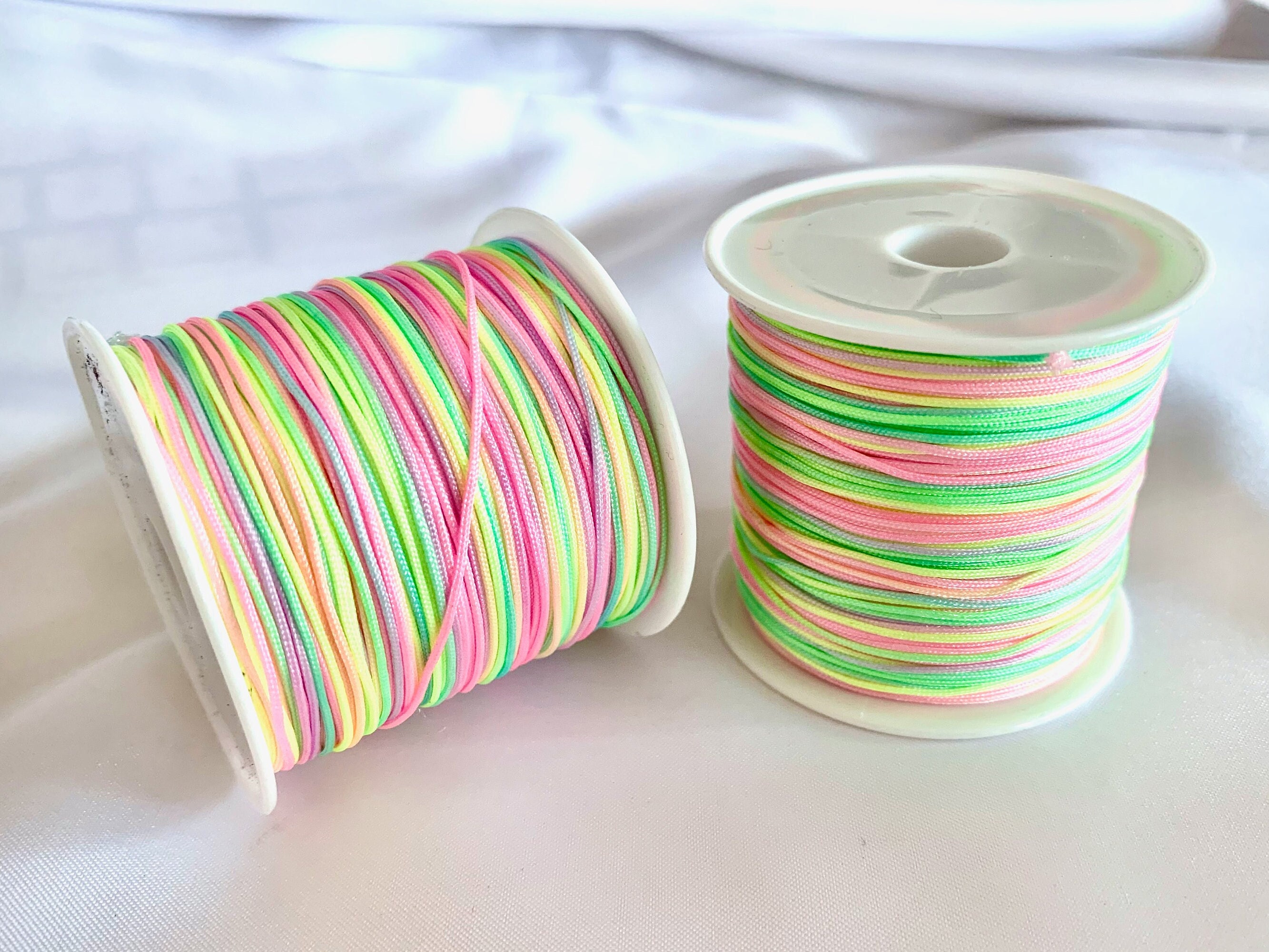 0.8mm Variegated Pastel Rainbow Nylon Cord 50 Metres or 54 Yards ...