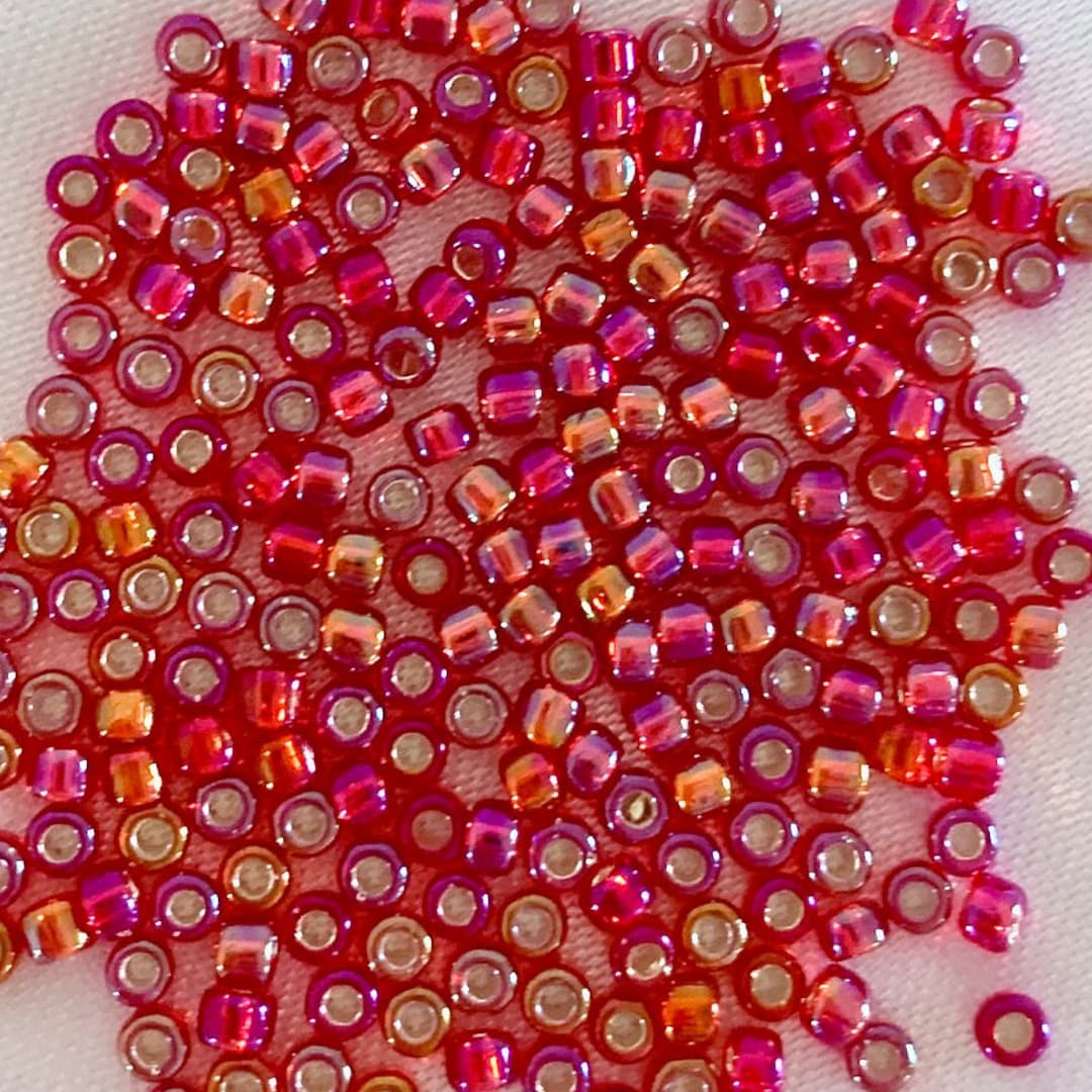 Matsuno 11/0 Silver Lined Translucent Rainbow Ruby Red Seed Bead ...