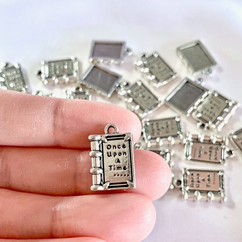 Antique Silver Once Upon A Time Book Metal Charm, Fairytale Bookworm ...