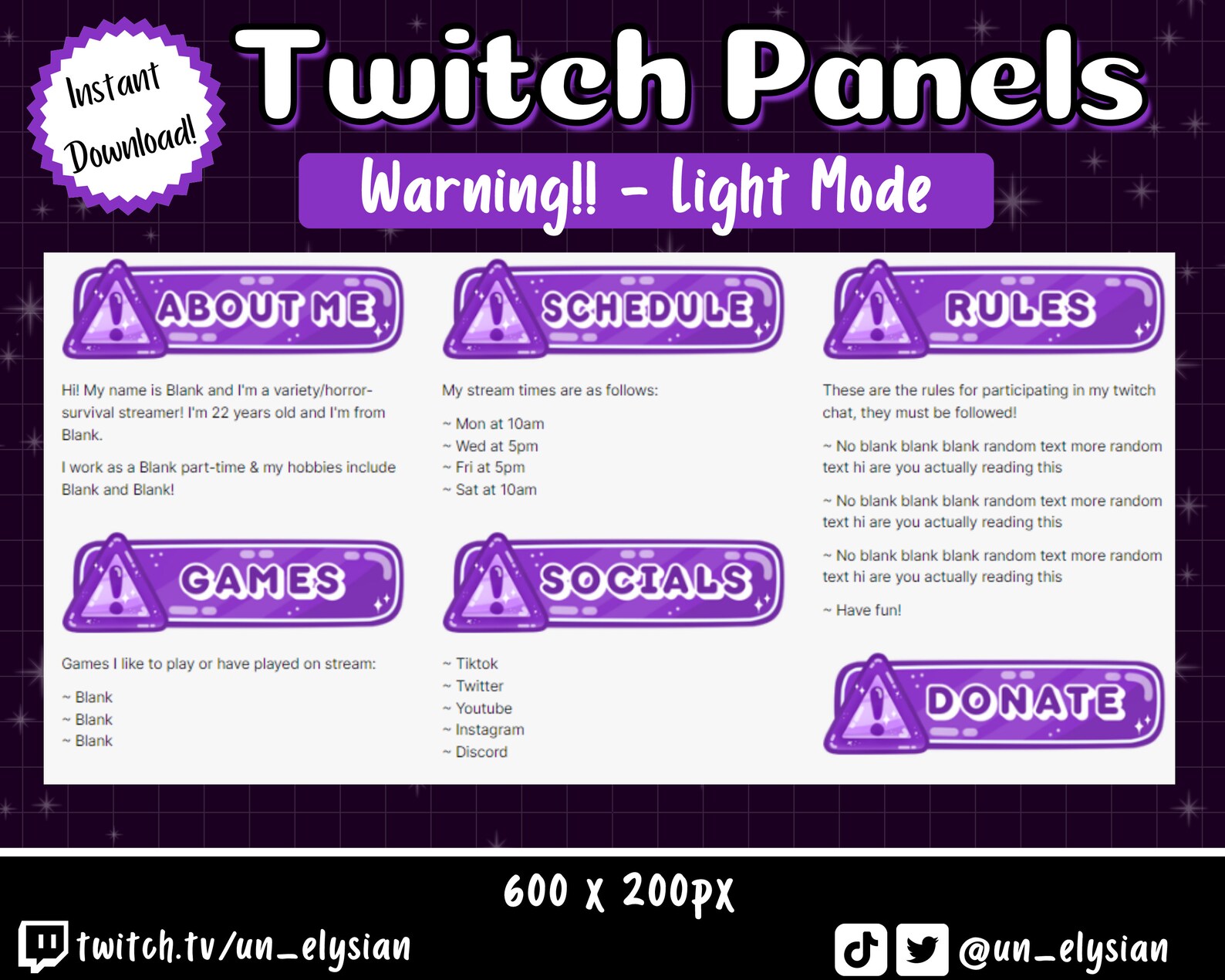 Warning Panels for Chaotic Twitch Streamers Purple, Symbol, Funny ...