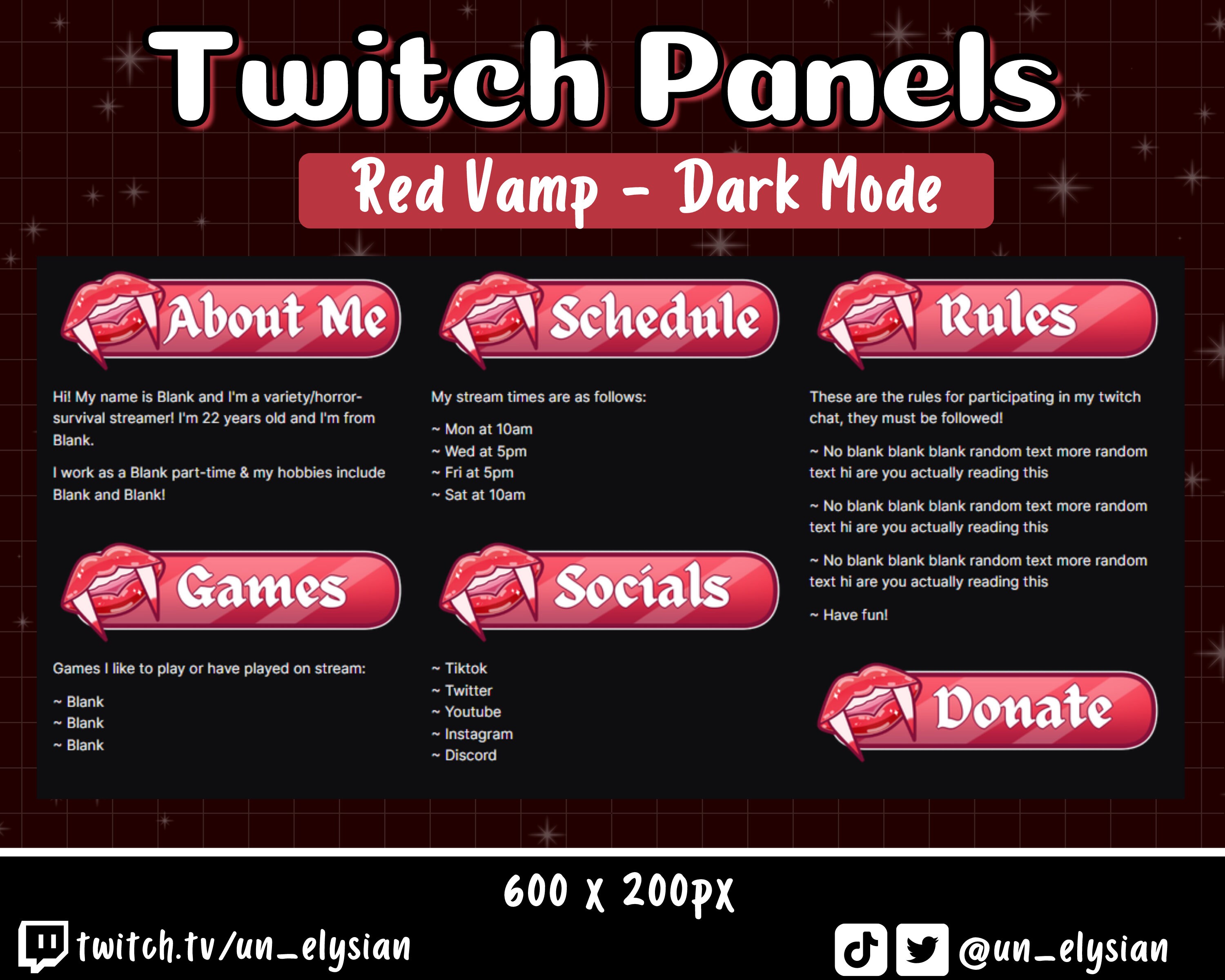 Vampire Panels for Twitch Streamers - Vamp, Fangs, Cute, Spooky ...