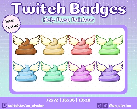 Holy Poop Twitch Sub Badges/bit Badges Poop Emoji Pastel - Etsy