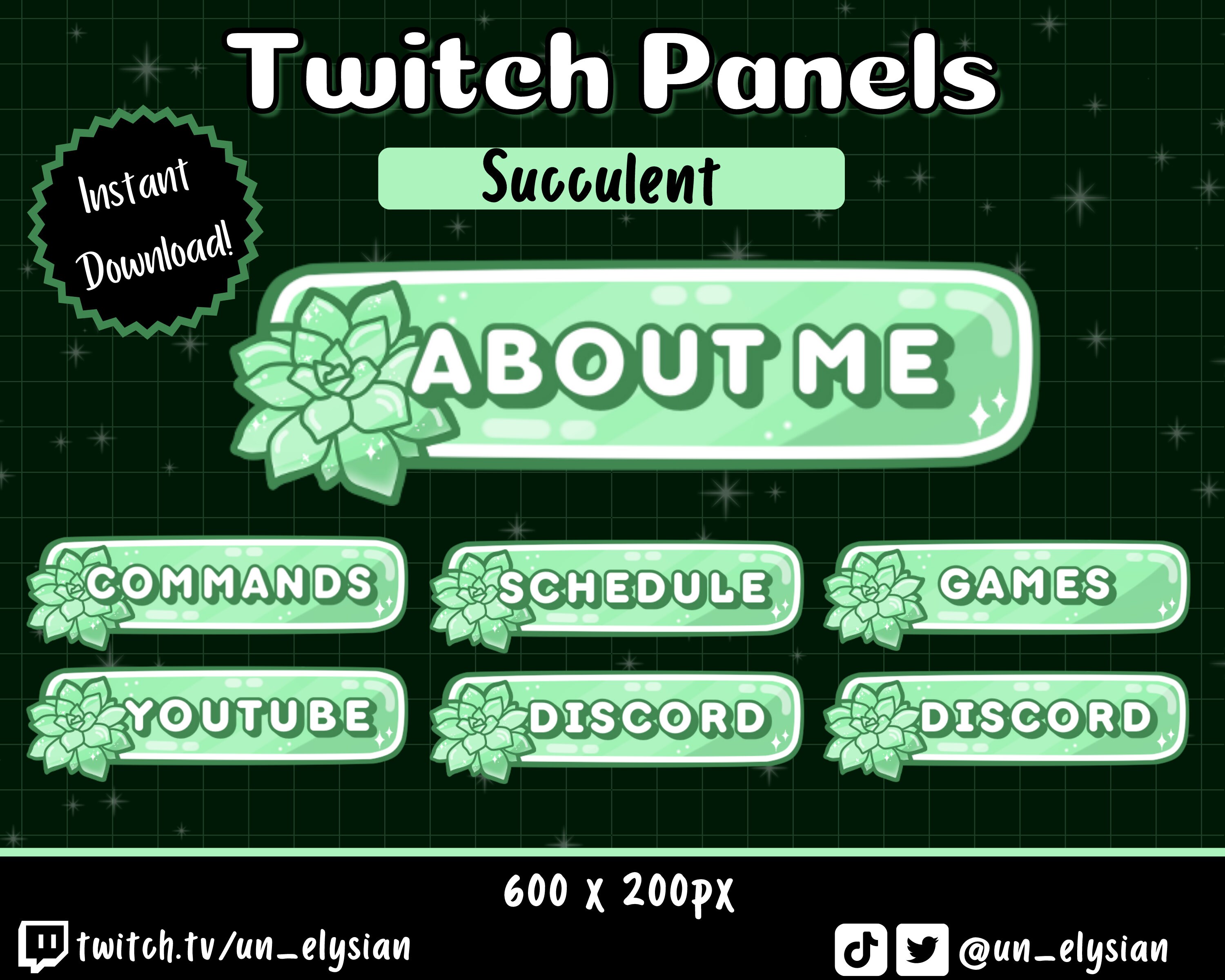 Succulent Panels for Twitch Streamers - Cute, Green, Cottagecore ...