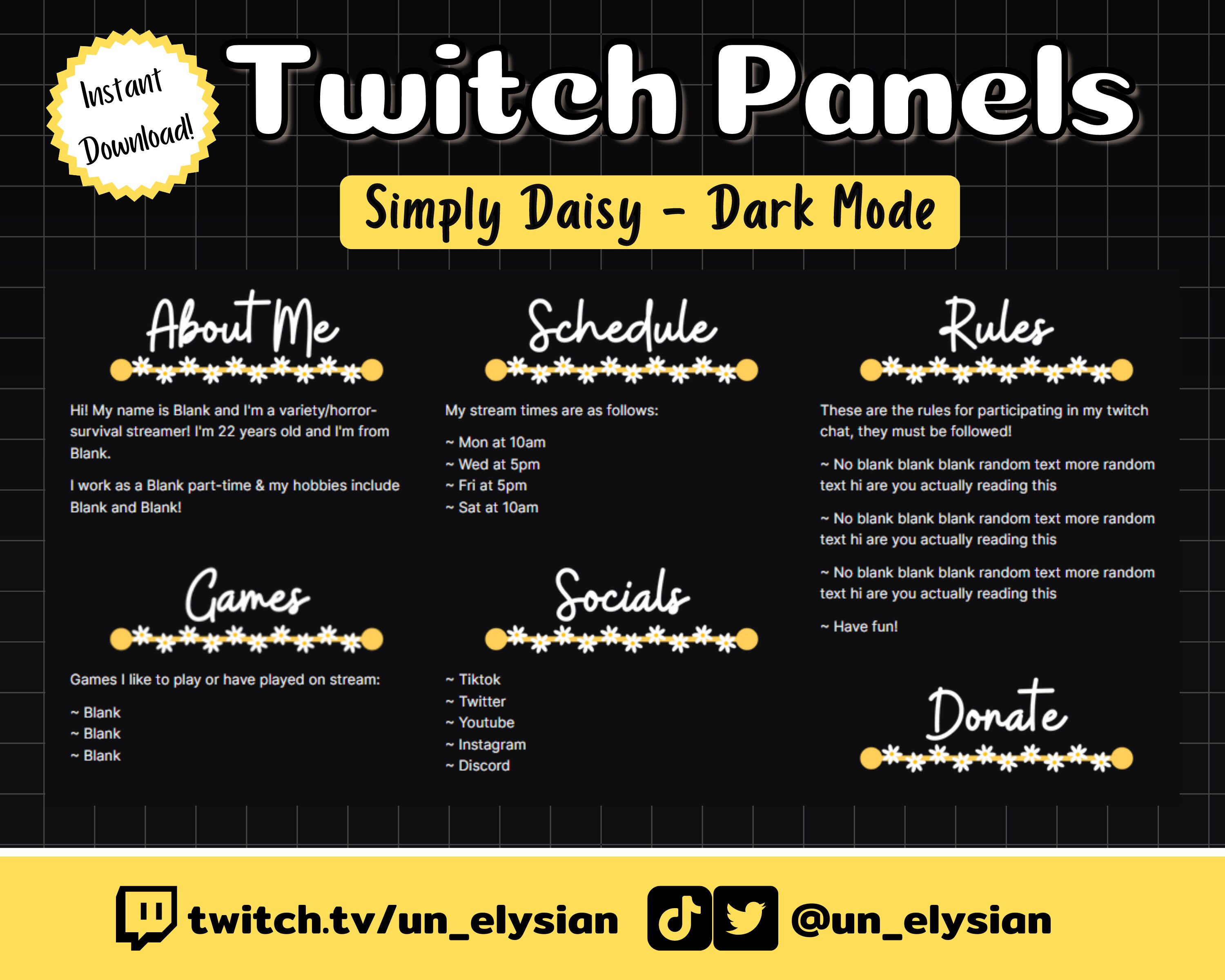 Simply Daisies Panels for Twitch Streamers - Simple, Elegant, Cute ...