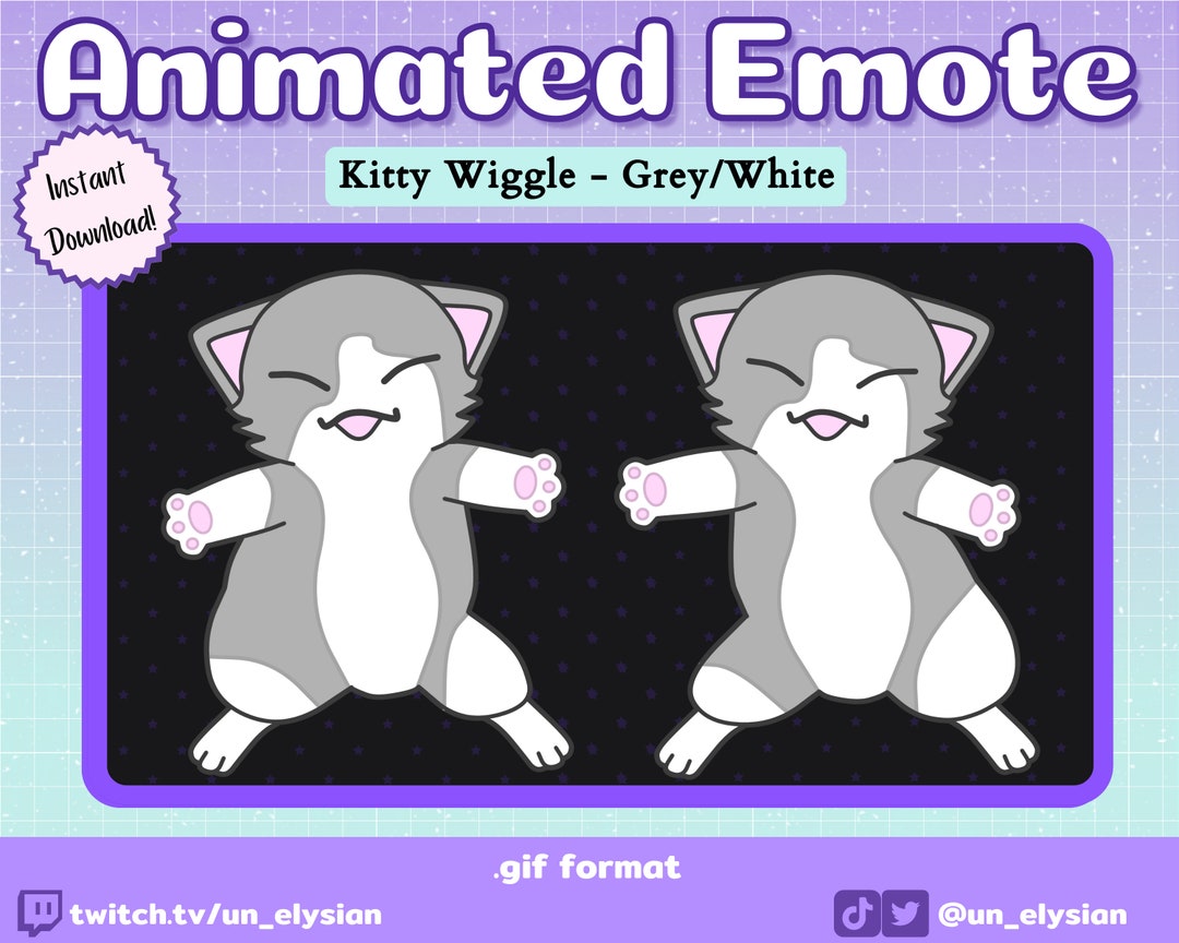 Animated Cat Wiggle Emote X1 | Grey & White Cat Emote | Dancing Emote ...