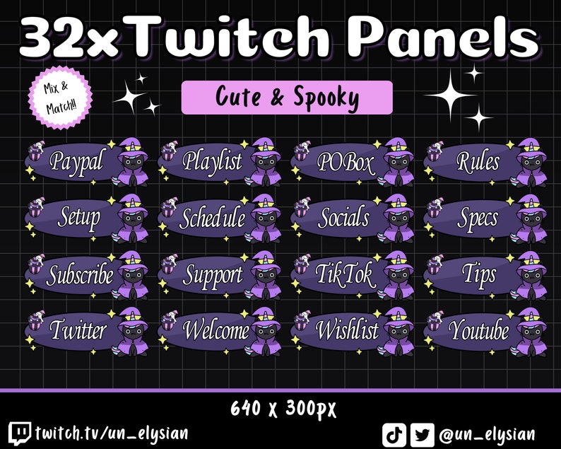 Pastel Witch Panels for Twitch Streamers - Spooky, Black Cat, Potions ...