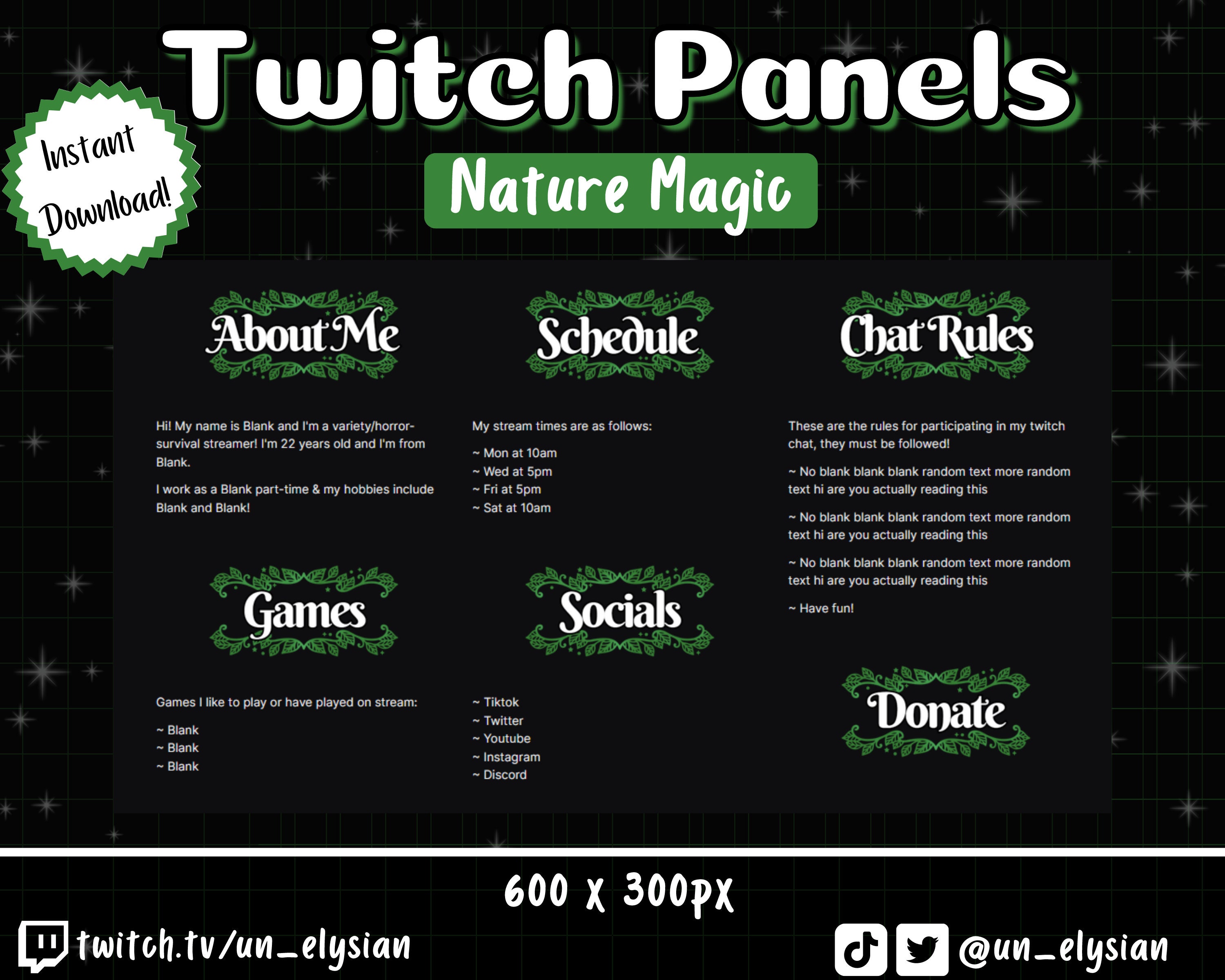 Nature Magic Minimalist Panels for Twitch Streamers - Simple, Elegant ...